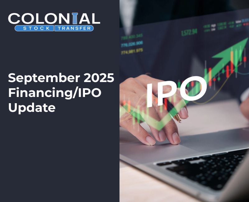 Financing/IPO Transactions – September 2025