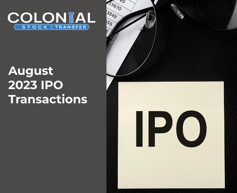 Financing/IPO Transactions – August 2023